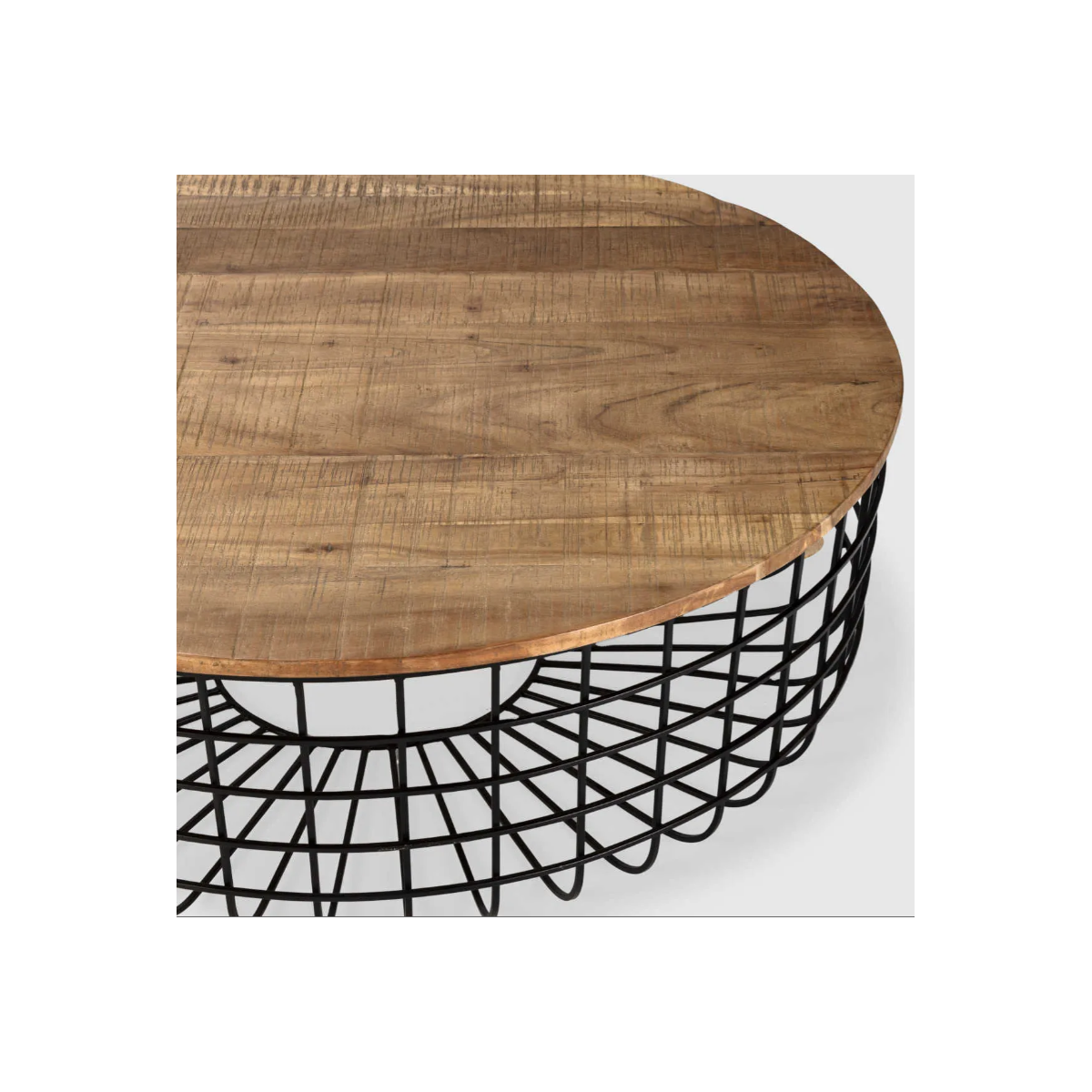 TABLE BASSE RONDE SUVAN ACACIA PIEDS EN METAL