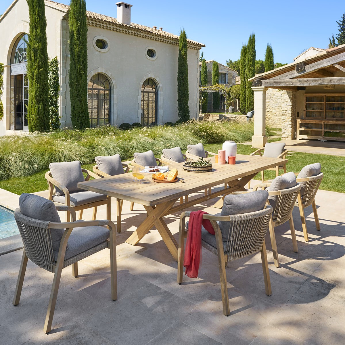 TABLE EXTENSIBLE XENIA ACACIA 12 PLACES